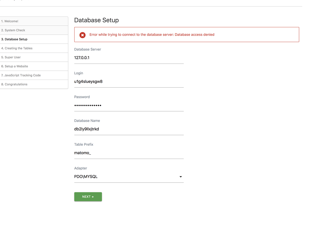 Having trouble creating database for matomo installation - General questions - Matomo forums