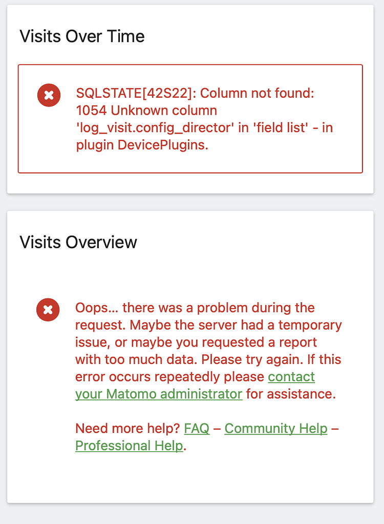 Database issues after auto-upgrade to Matomo 4.0.0 - Support & Bugs - Matomo forums