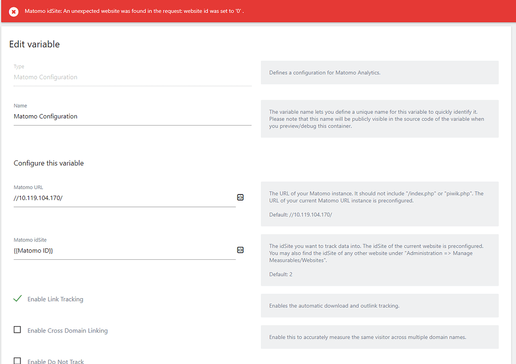 Allow Matomo Configuration Matomo idSite field to use a Variable - Tag Manager - Matomo forums