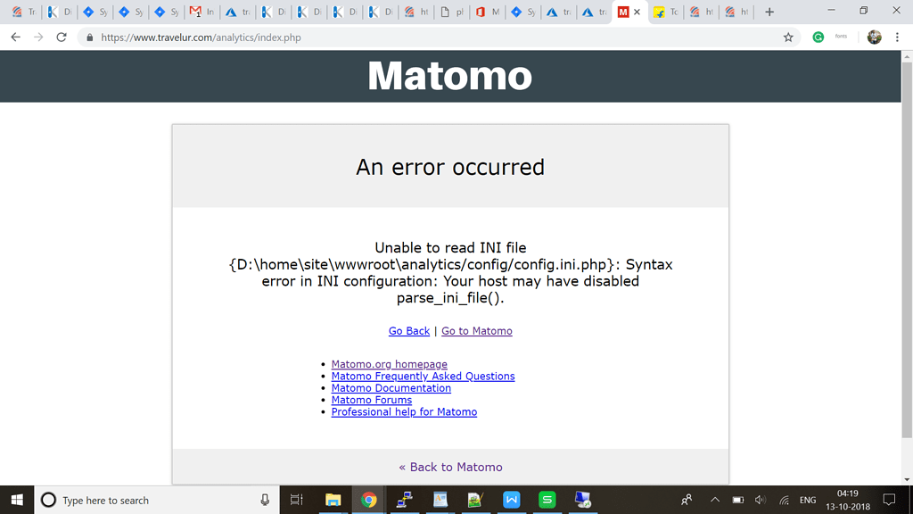 Unable Tp Read Ini File Support And Bugs Matomo Forums