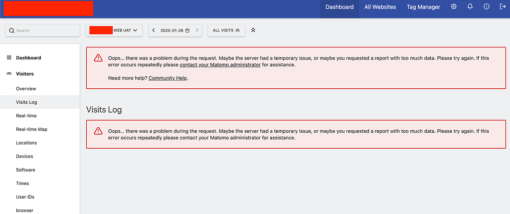 We are getting error - requested a report with too much data - Support & Bugs - Matomo forums