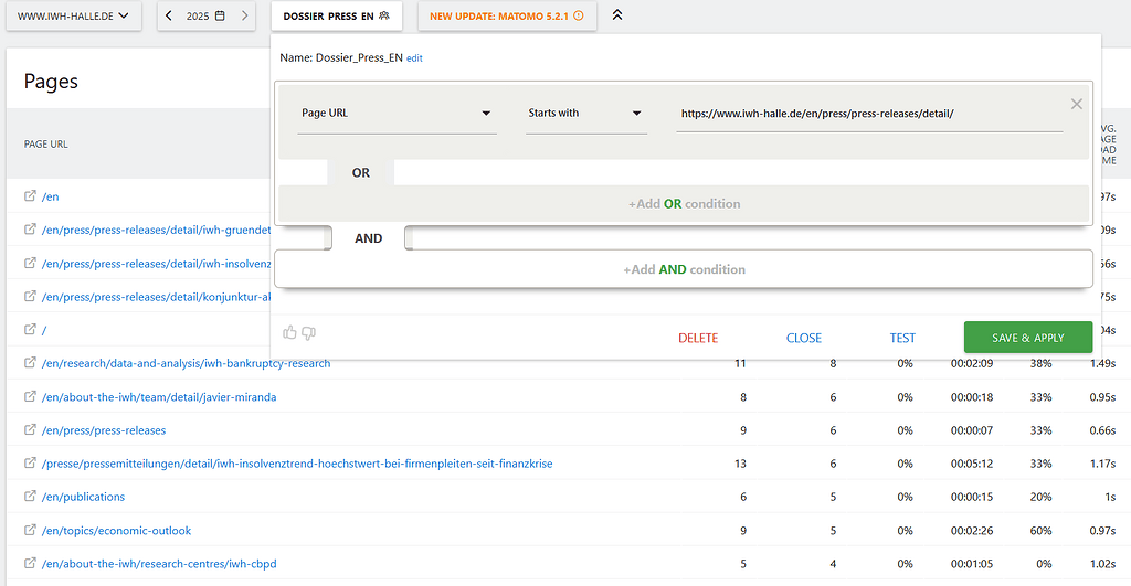 Matomo segments not working as expected - Support & Bugs - Matomo forums